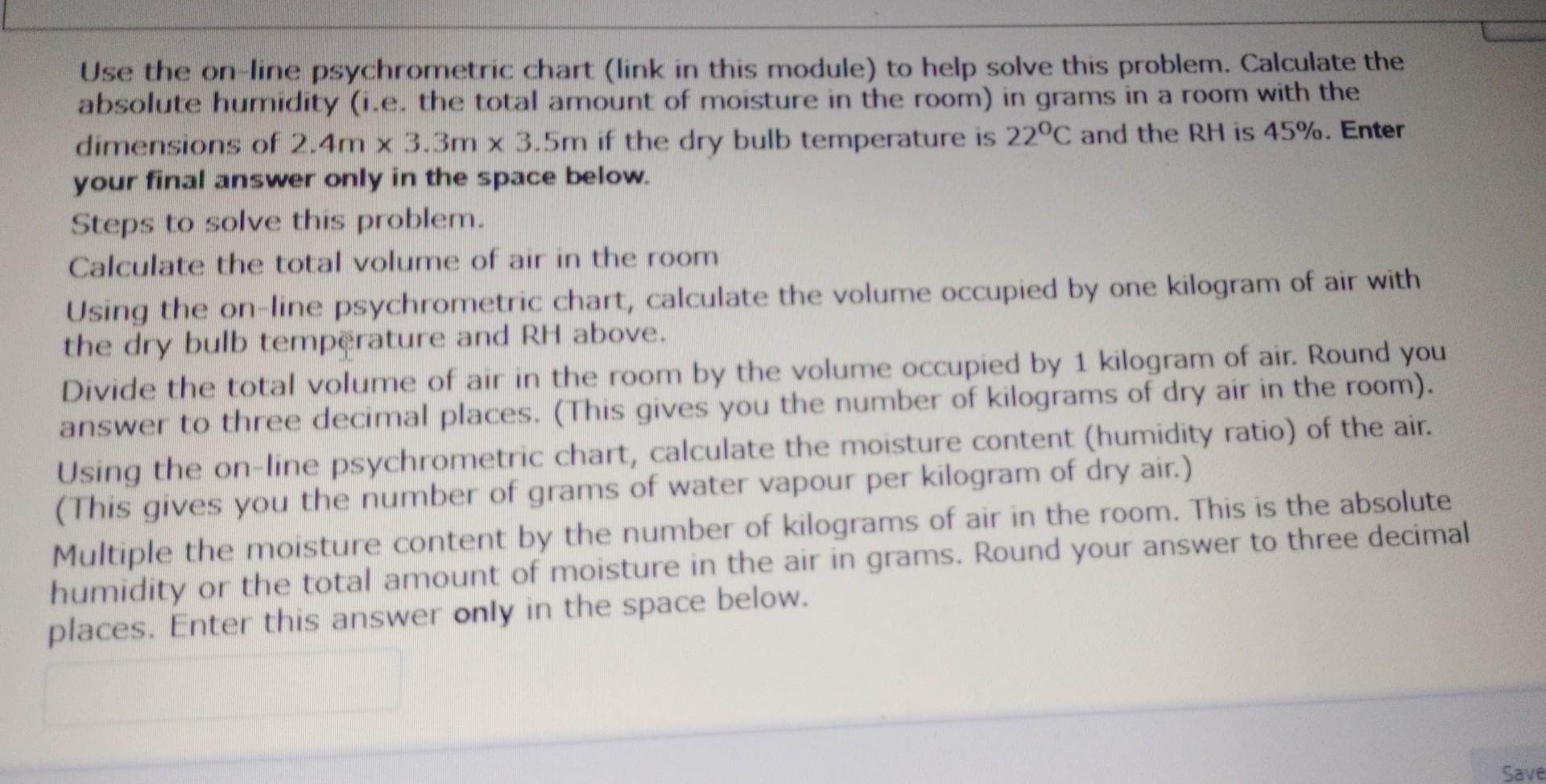 Solved Use the on-line psychrometric chart (link in this | Chegg.com