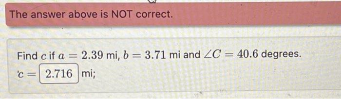 Solved The answer above is NOT correct. Find c if | Chegg.com