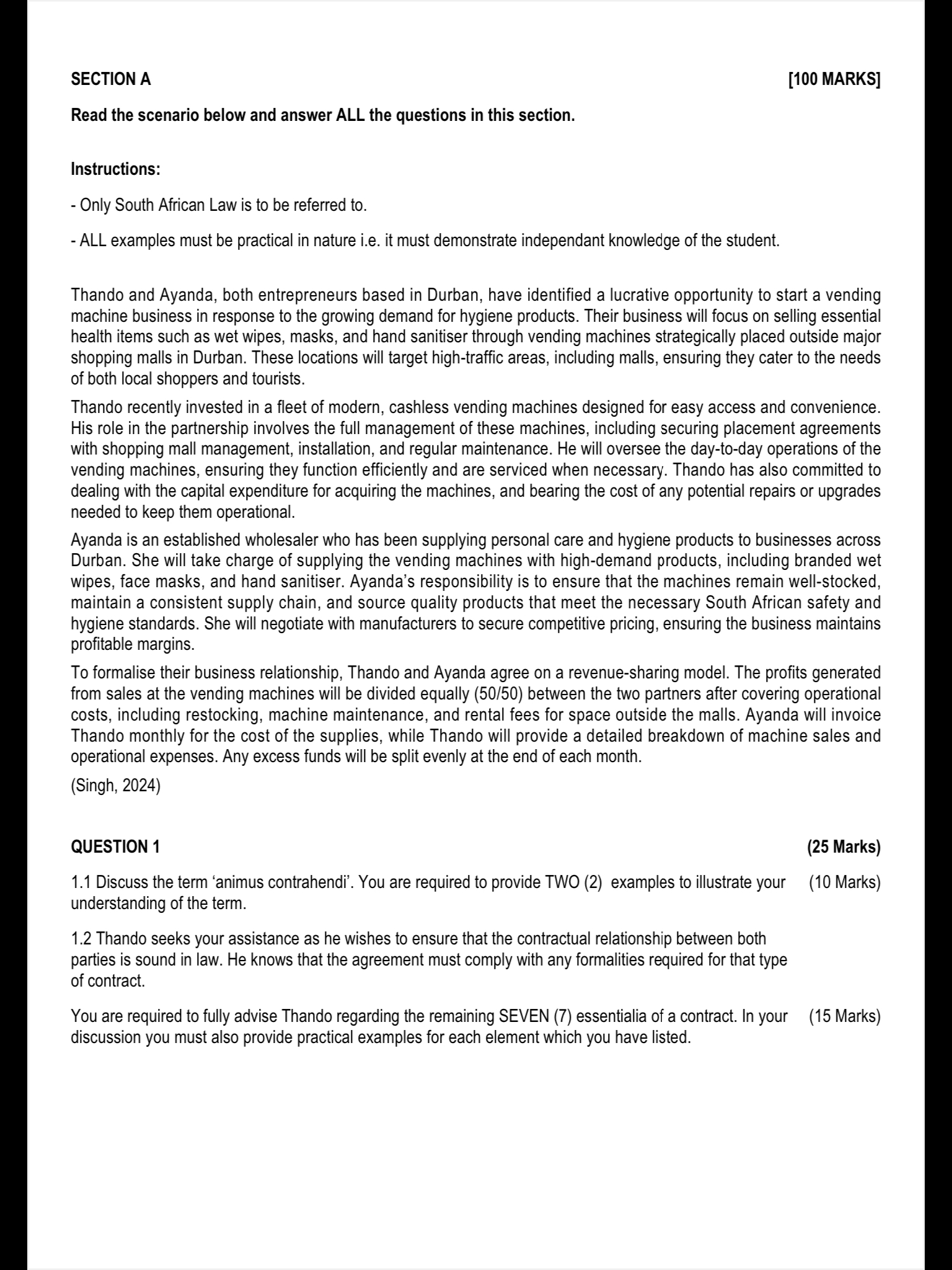 Solved SECTION A[100 ﻿MARKS]Read the scenario below and | Chegg.com