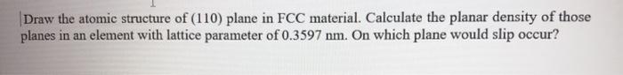 Solved Draw the atomic structure of (110) plane in FCC | Chegg.com