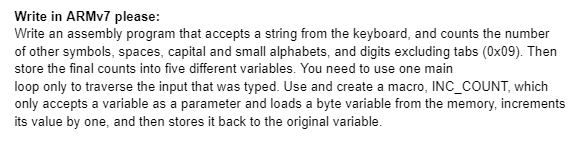 Solved Write in ARMv7 ﻿please:Write an assembly program that | Chegg.com