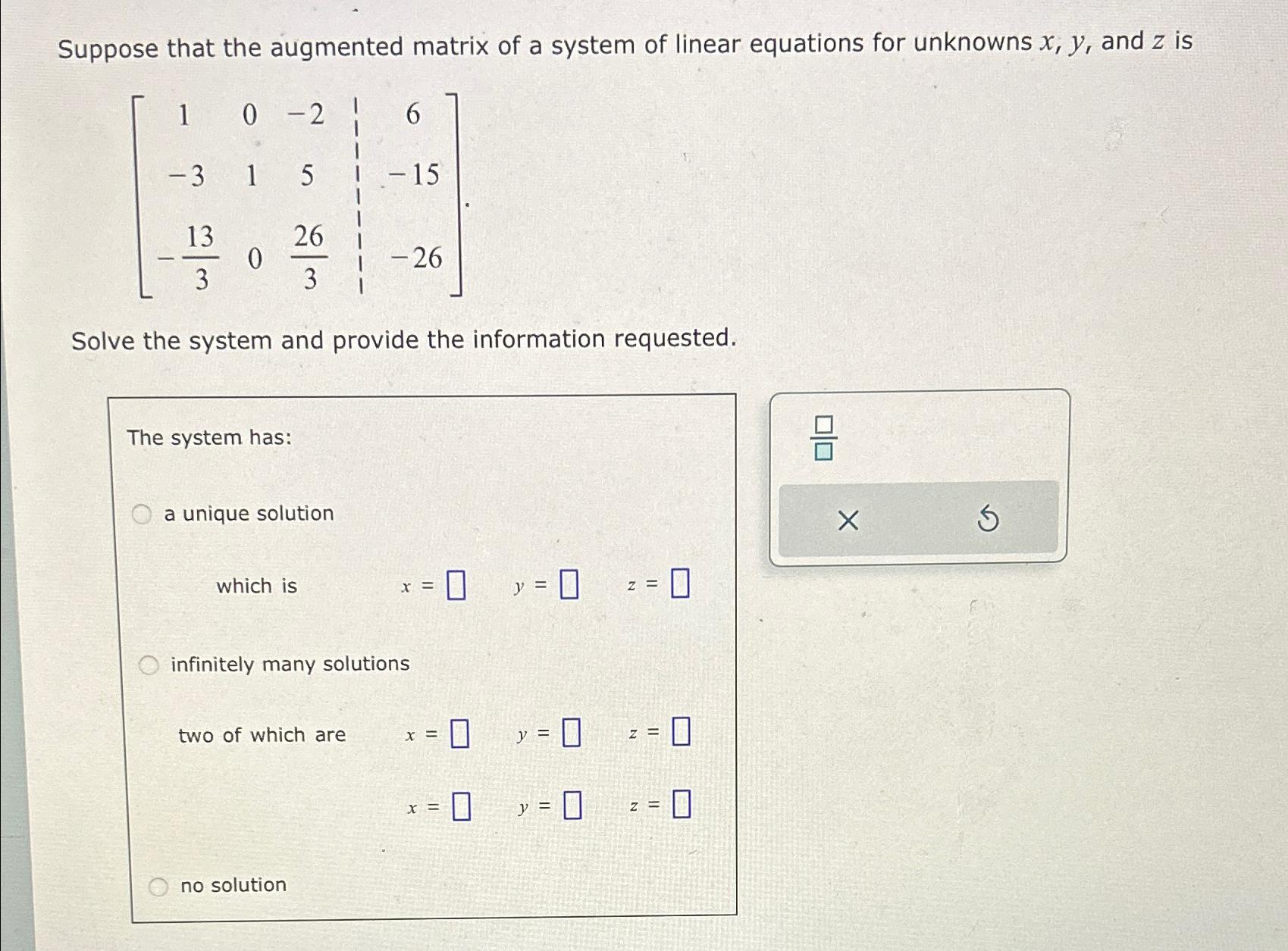 Solved Suppose that the augmented matrix of a system of | Chegg.com