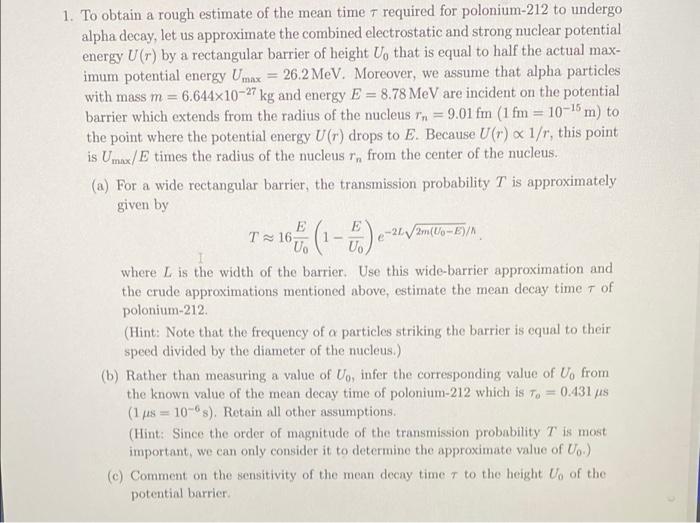 Solved 1. To obtain a rough estimate of the mean time | Chegg.com