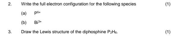 Solved 2 Write The Full Electron Configuration For The