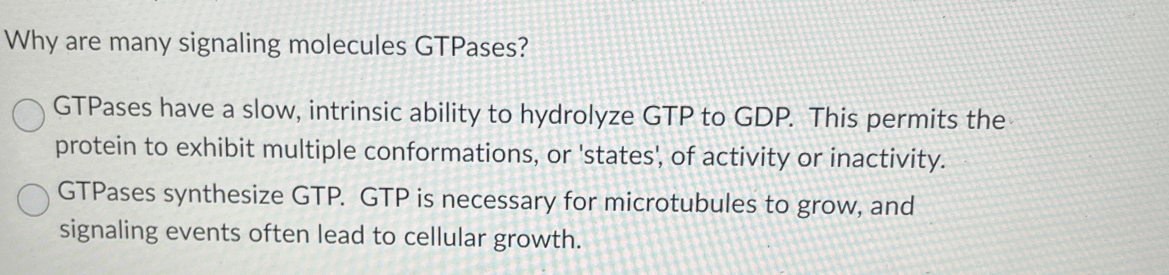 Solved Why are many signaling molecules GTPases?GTPases have | Chegg.com
