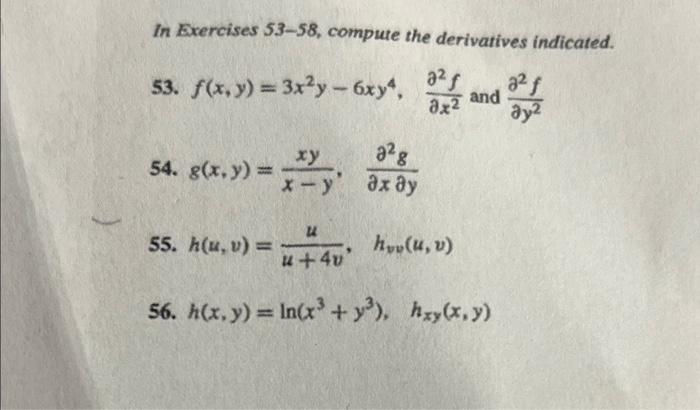 Solved In Exercises 53-58, compute the derivatives | Chegg.com
