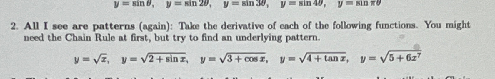 Solved All I see are patterns (again): Thke the derivative | Chegg.com