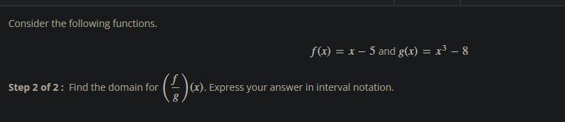 Solved Consider the following functions.f(x)=x-5 ﻿and | Chegg.com