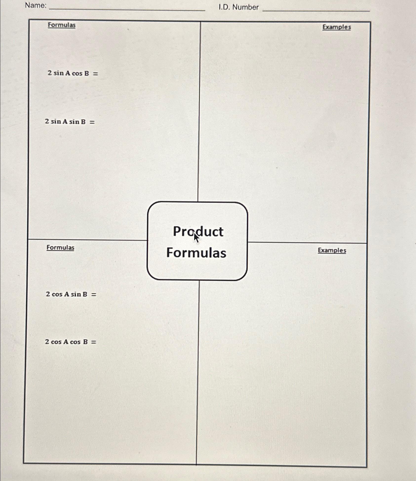Solved Name:I.D. | Chegg.com