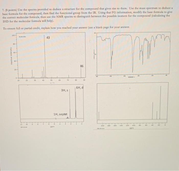 Solved 6. (6 points) Use the spectra provided to deduce a | Chegg.com