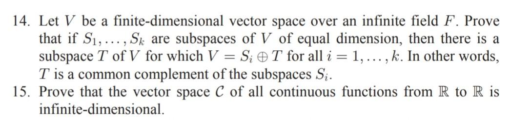 Solved 14 Let V Be A Finite Dimensional Vector Space Over