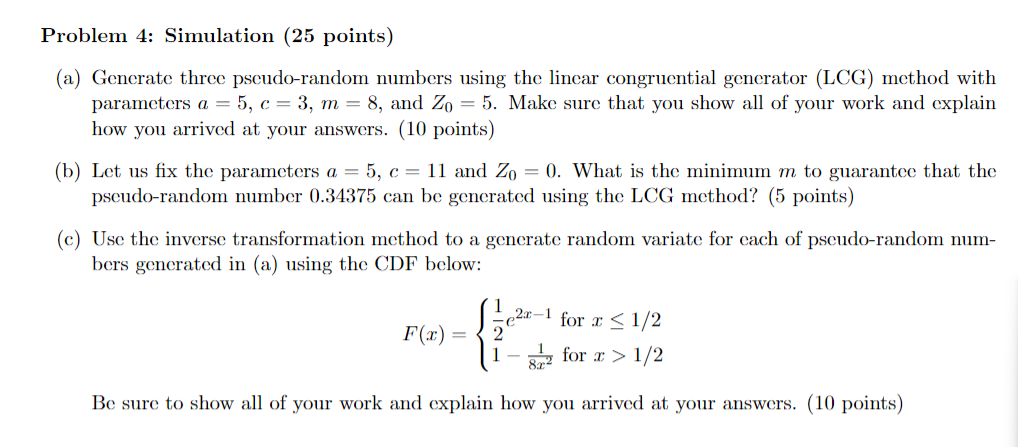 Solved Problem 4: Simulation (25 ﻿points)(a) ﻿Generate three | Chegg.com