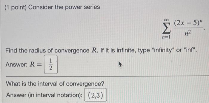 Solved (1 point) Consider the power series ∑n=1∞n!3nxn Find | Chegg.com