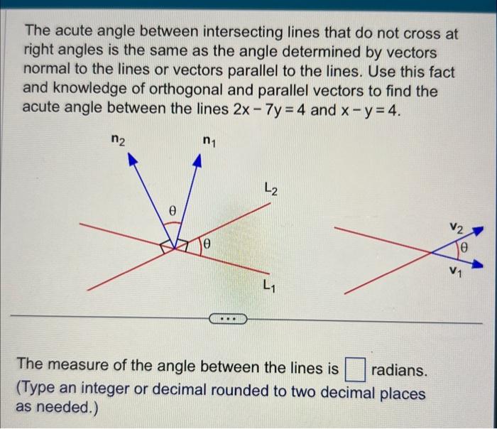Solved The acute angle between intersecting lines that do | Chegg.com
