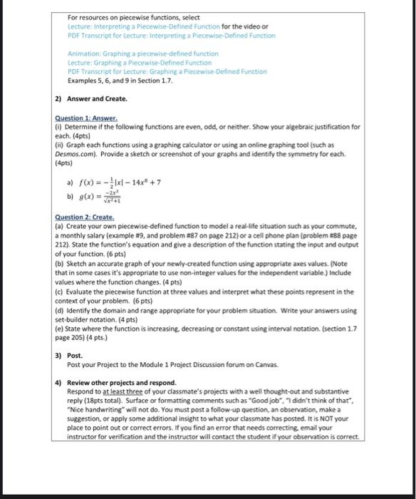Module 1 Project: Functions and Their Features ue | Chegg.com