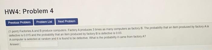 Solved HW4: Problem 4 Previous Problem Problem List Next | Chegg.com