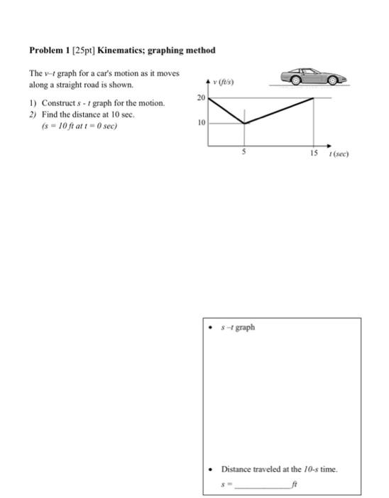 Solved Problem 1 [25pt) Kinematics; graphing method The | Chegg.com