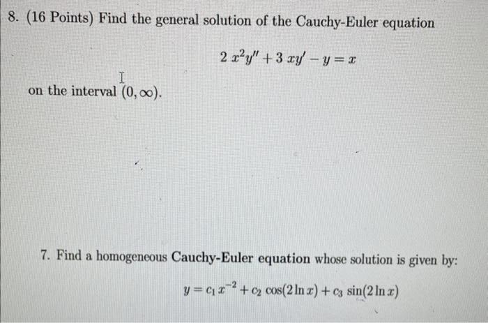 Solved (16 Points) Find the general solution of the | Chegg.com