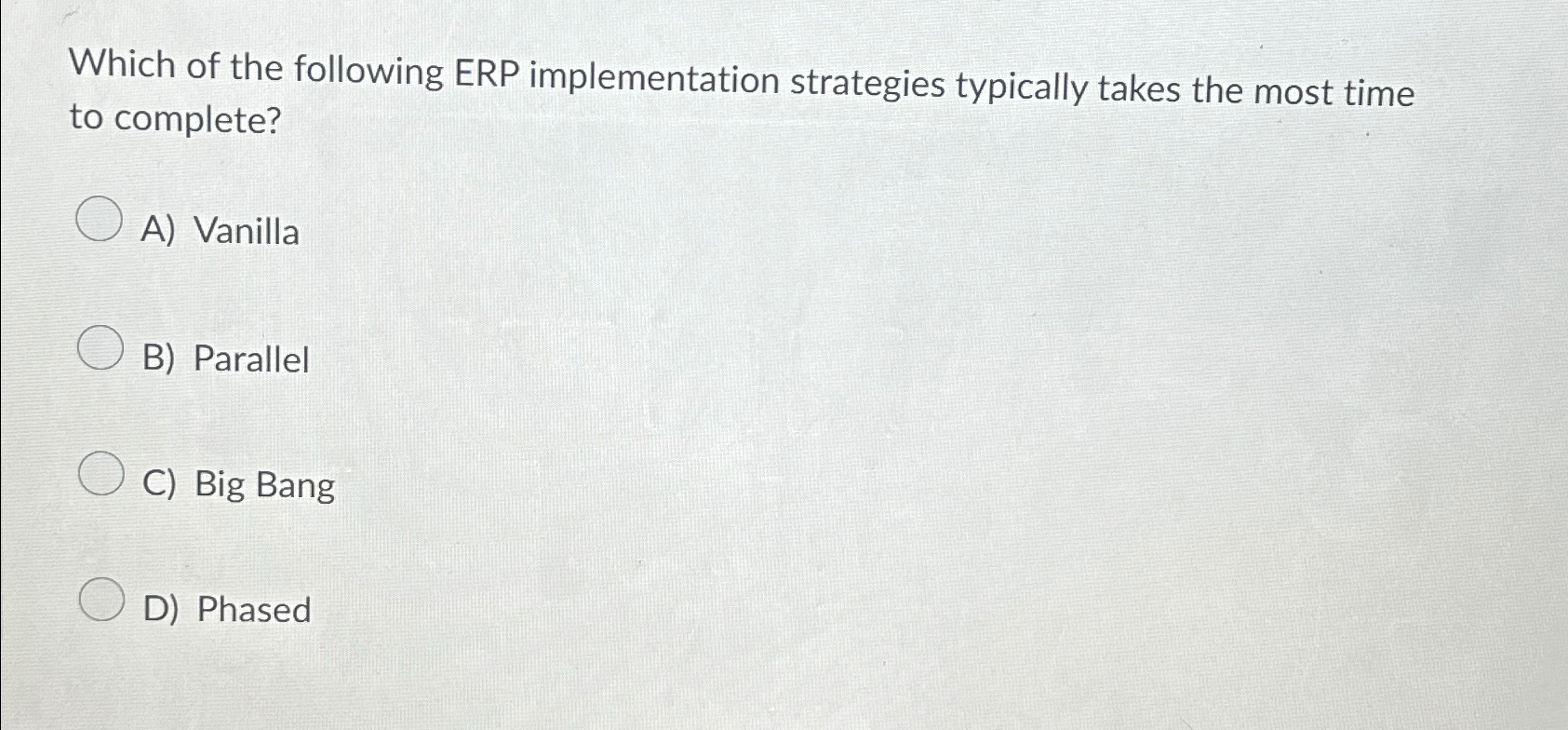 Solved Which of the following ERP implementation strategies | Chegg.com