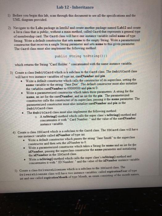 Solved Lab 12 - Inheritance 1) Before you begin this lab, | Chegg.com