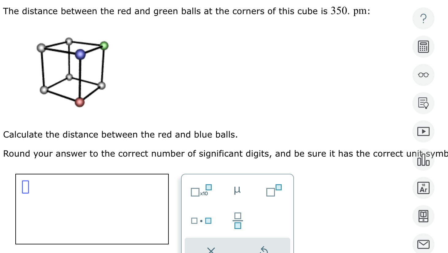Solved The distance between the red and green balls at the | Chegg.com