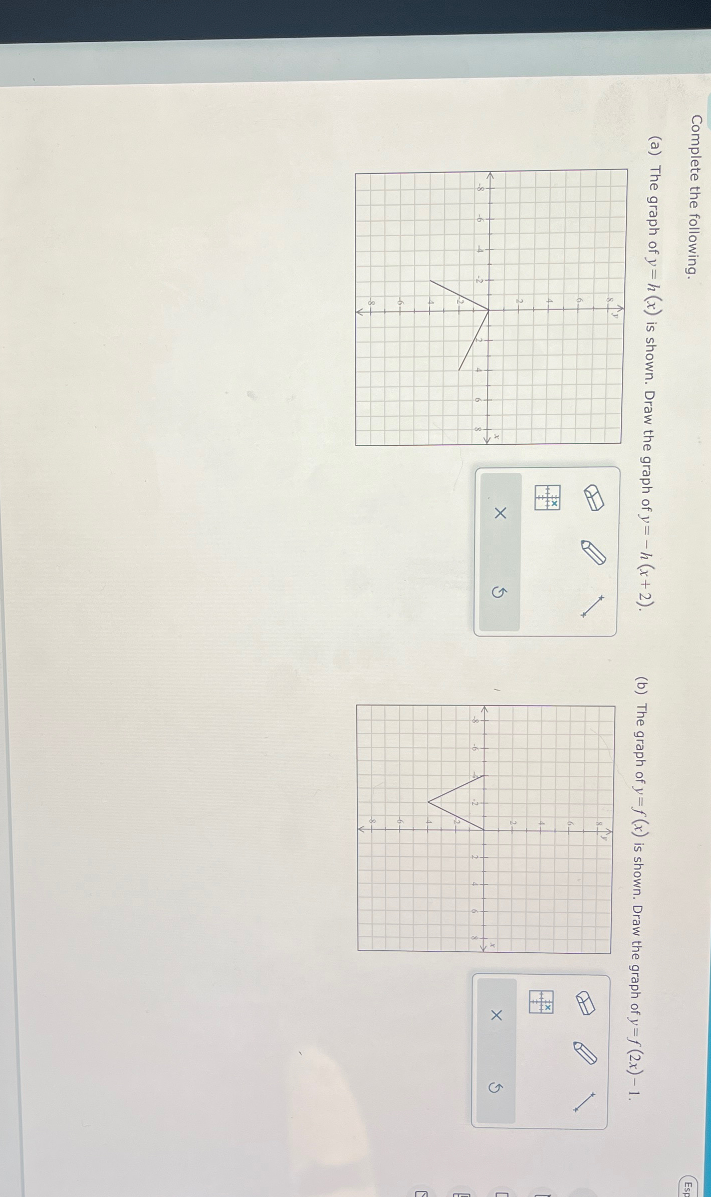 Solved Complete the following.Esp(a) ﻿The graph of y=h(x) | Chegg.com