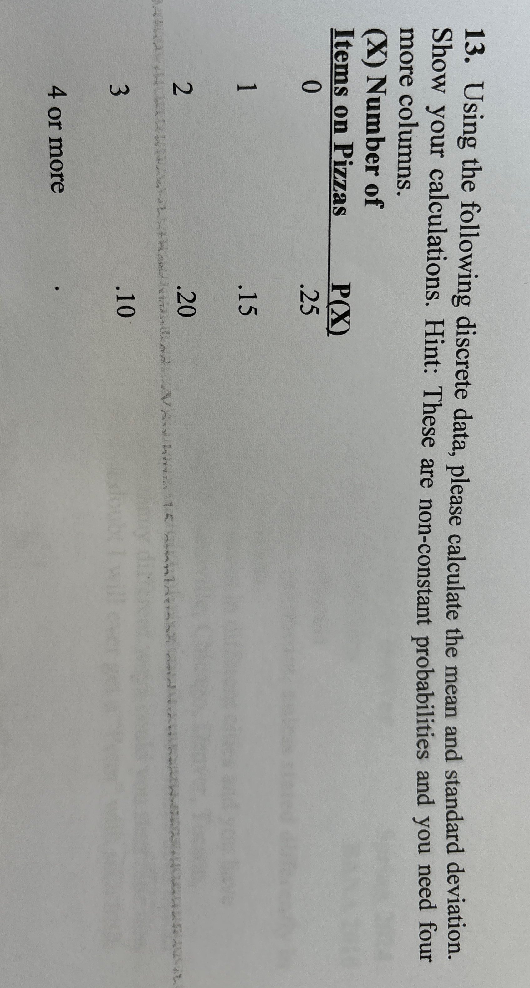 Solved Using the following discrete data, please calculate | Chegg.com