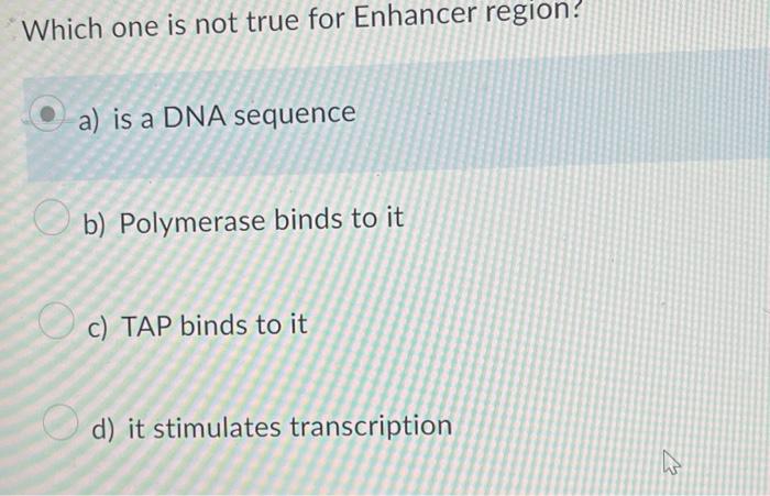 Solved Which one is not true for Enhancer region? a) is a | Chegg.com