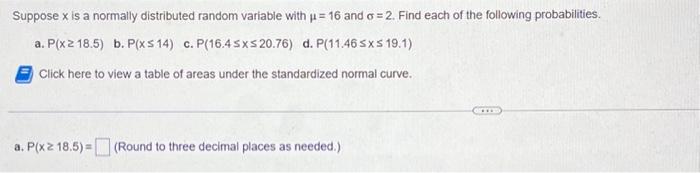 Solved Suppose x is a normally distributed random variable | Chegg.com