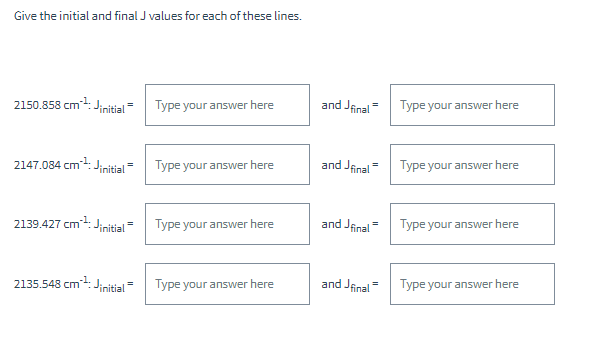 Give the initial and final J ﻿values for each of | Chegg.com