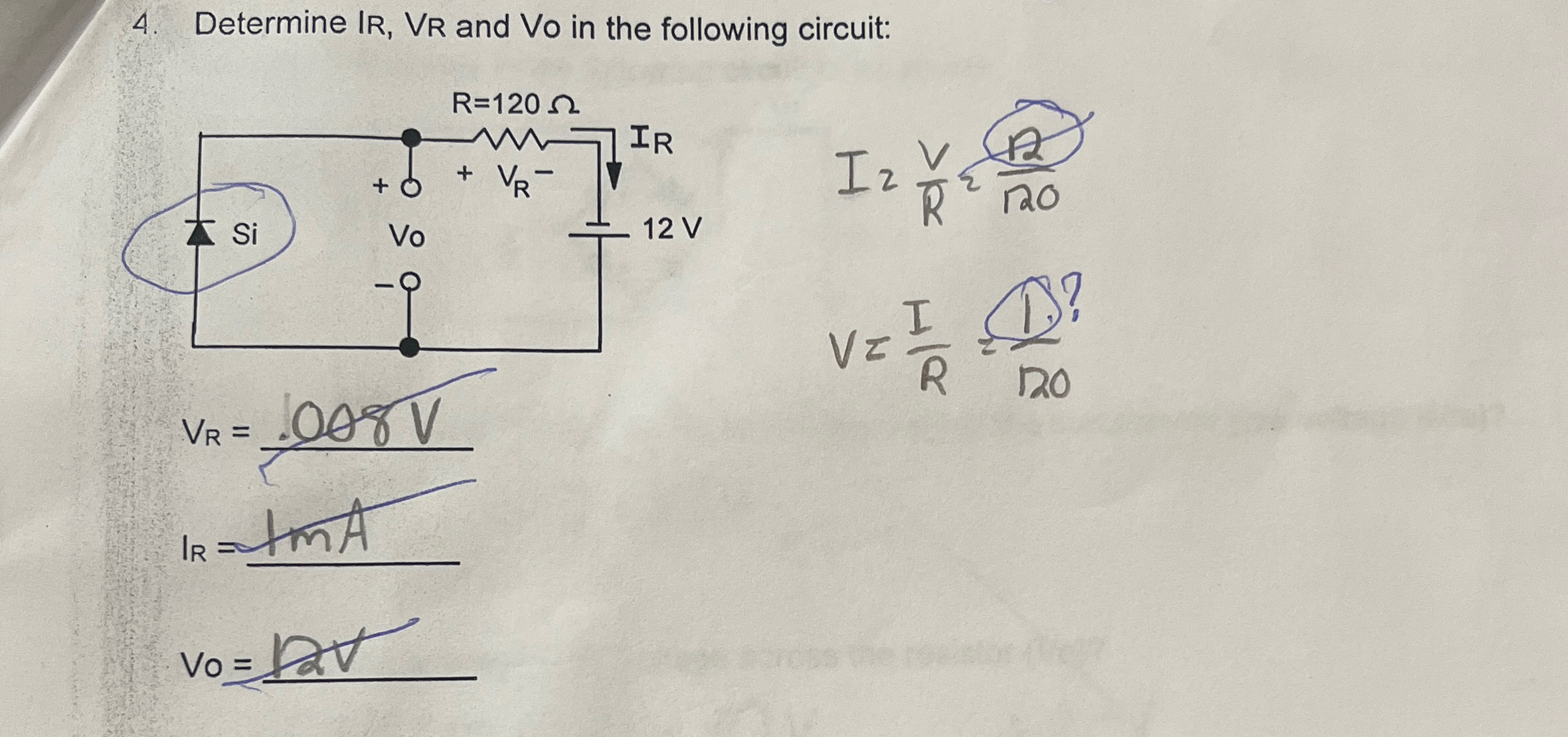 Solved Determine IR,VR ﻿and Vo ﻿in the following circuit: | Chegg.com