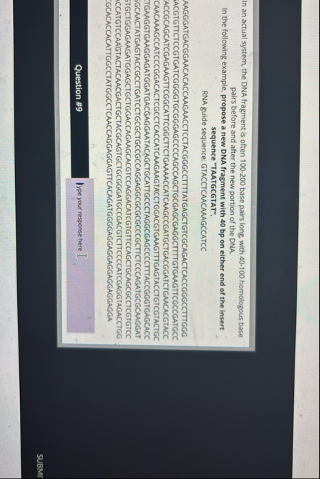 Solved In an actual system, the DNA fragment is often | Chegg.com