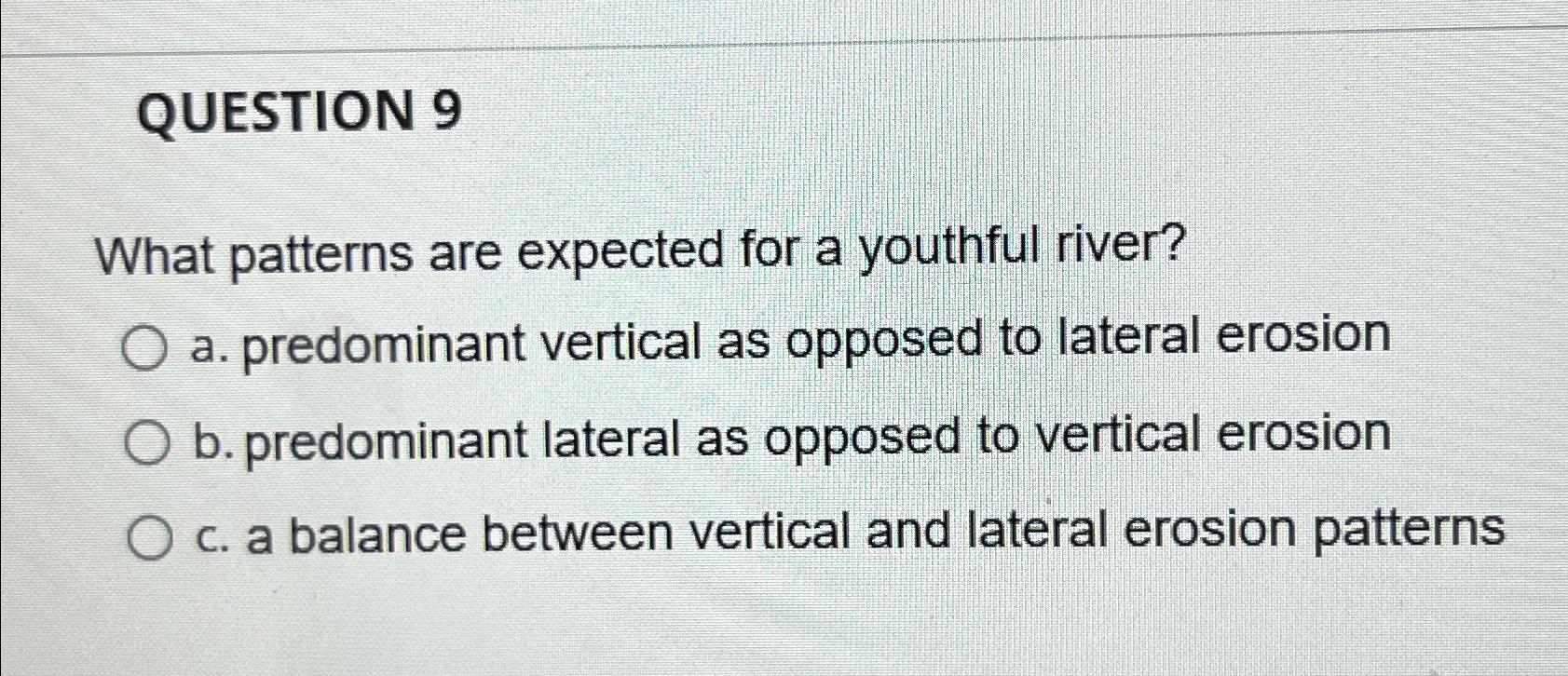 Solved QUESTION 9What patterns are expected for a youthful | Chegg.com