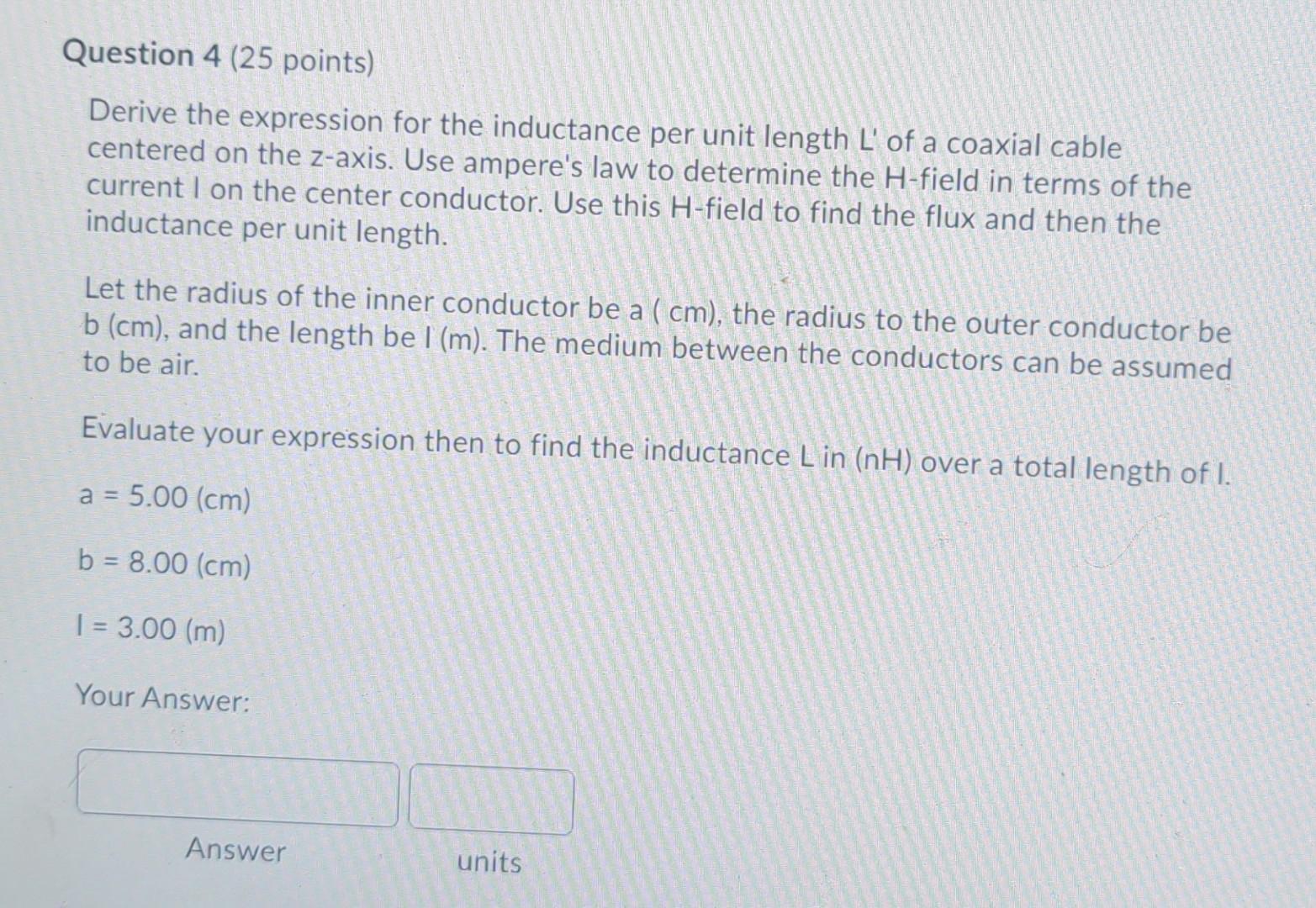 Solved derive the expression for the inductance per unit | Chegg.com