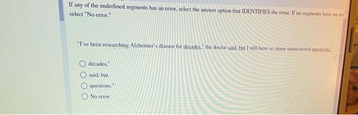 Solved Question 20 of 45 If any of the underlined segments | Chegg.com