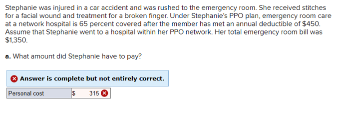 Solved Stephanie was injured in a car accident and was | Chegg.com