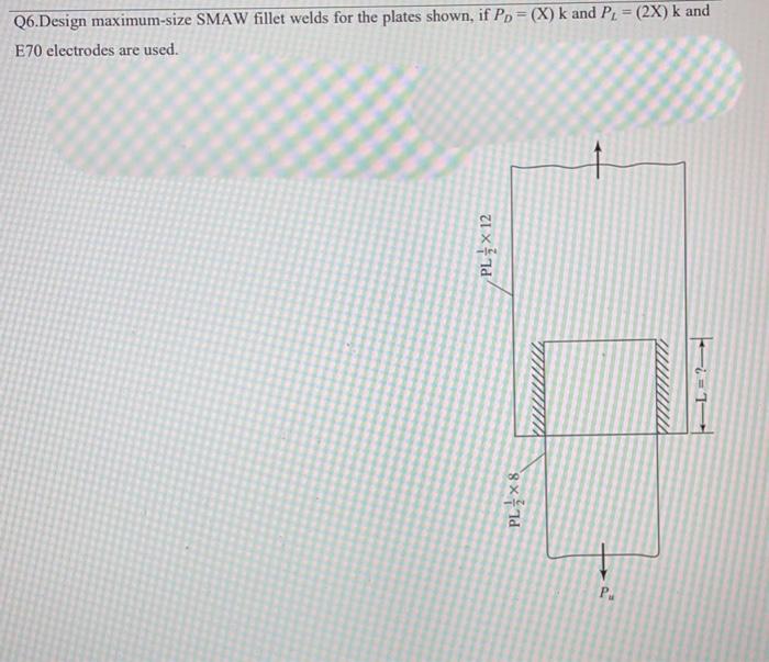 Solved Q6.Design maximum-size SMAW fillet welds for the | Chegg.com