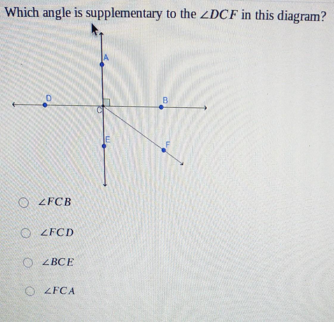 Solved Which angle is supplementary to the ∠DCF in this | Chegg.com