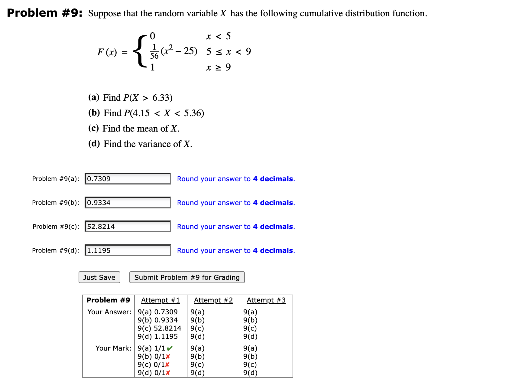 Solved Problem #9: Suppose that the random variable x ﻿has | Chegg.com