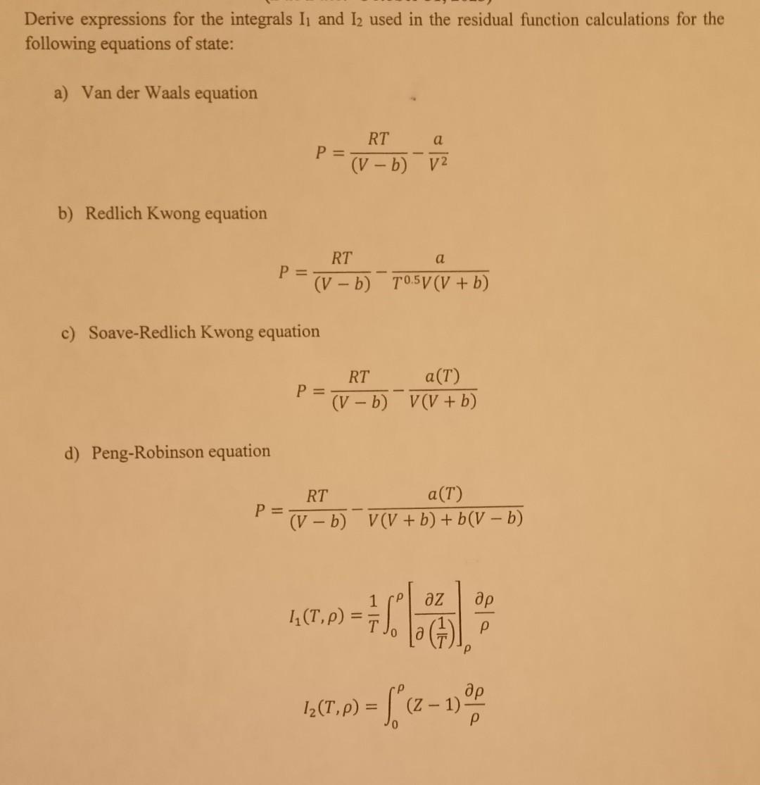 Solved Derive expressions for the integrals I1 and I2 used | Chegg.com