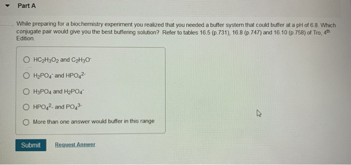 Solved Part A While preparing for a biochemistry experiment | Chegg.com