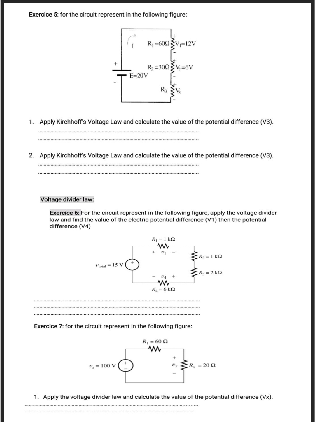 Solved Exercice 5: for the circuit represent in the | Chegg.com