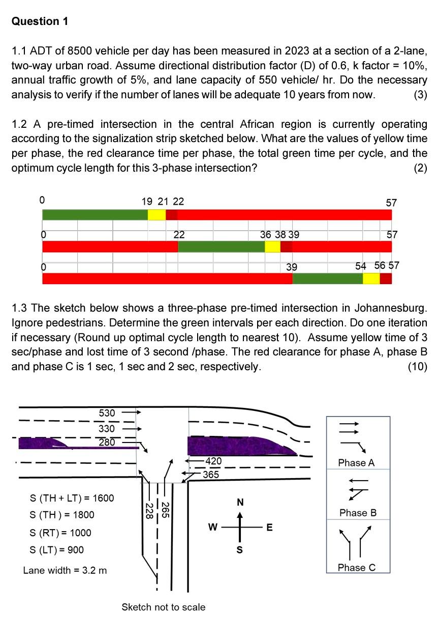 Solved 1.1 ADT of 8500 vehicle per day has been measured in | Chegg.com