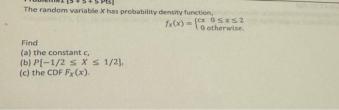 Solved The random variable X has probability density | Chegg.com