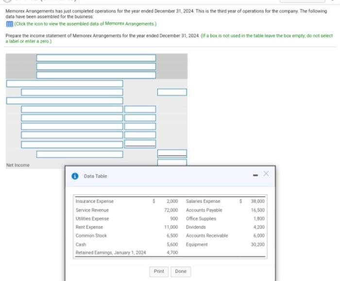 Solved Memorex Arrangements has just completed operations | Chegg.com