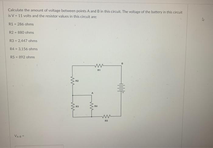 Solved Calculate the amount of voltage between points A and | Chegg.com