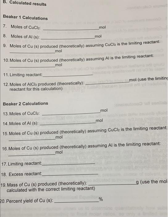 Solved Experimental Results: A. Experimental Data: 1. Mass | Chegg.com