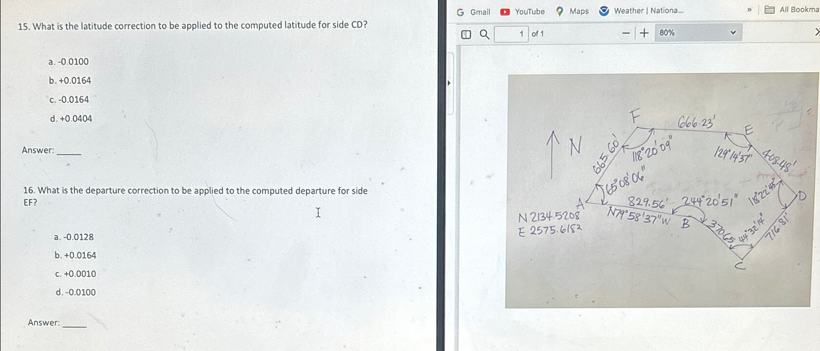 What is the latitude correction to be applied to the | Chegg.com