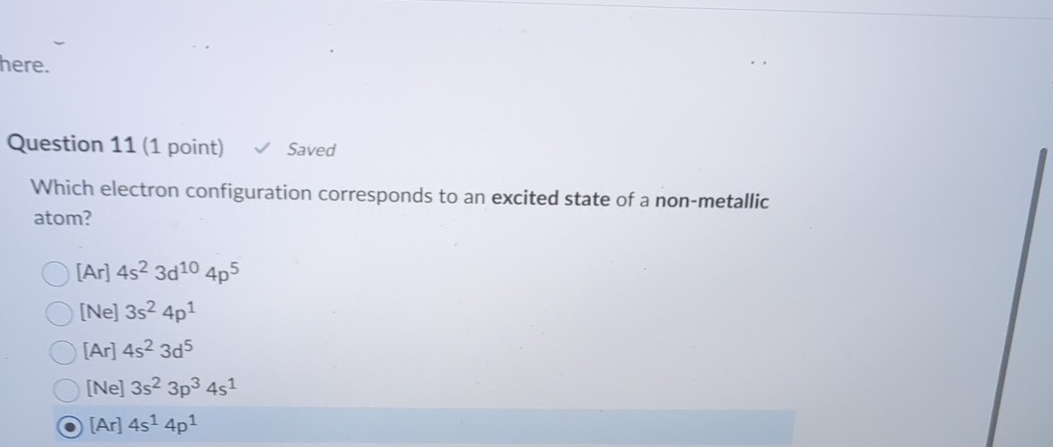 Question 11 (1 ﻿point) ﻿SavedWhich electron | Chegg.com