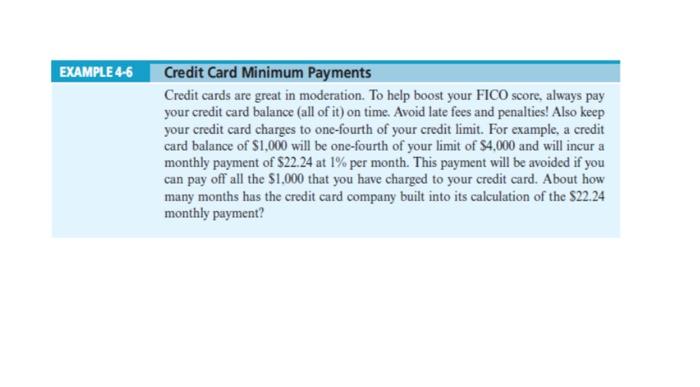 Solved EXAMPLE 4-6 Credit Card Minimum Payments Credit cards | Chegg.com